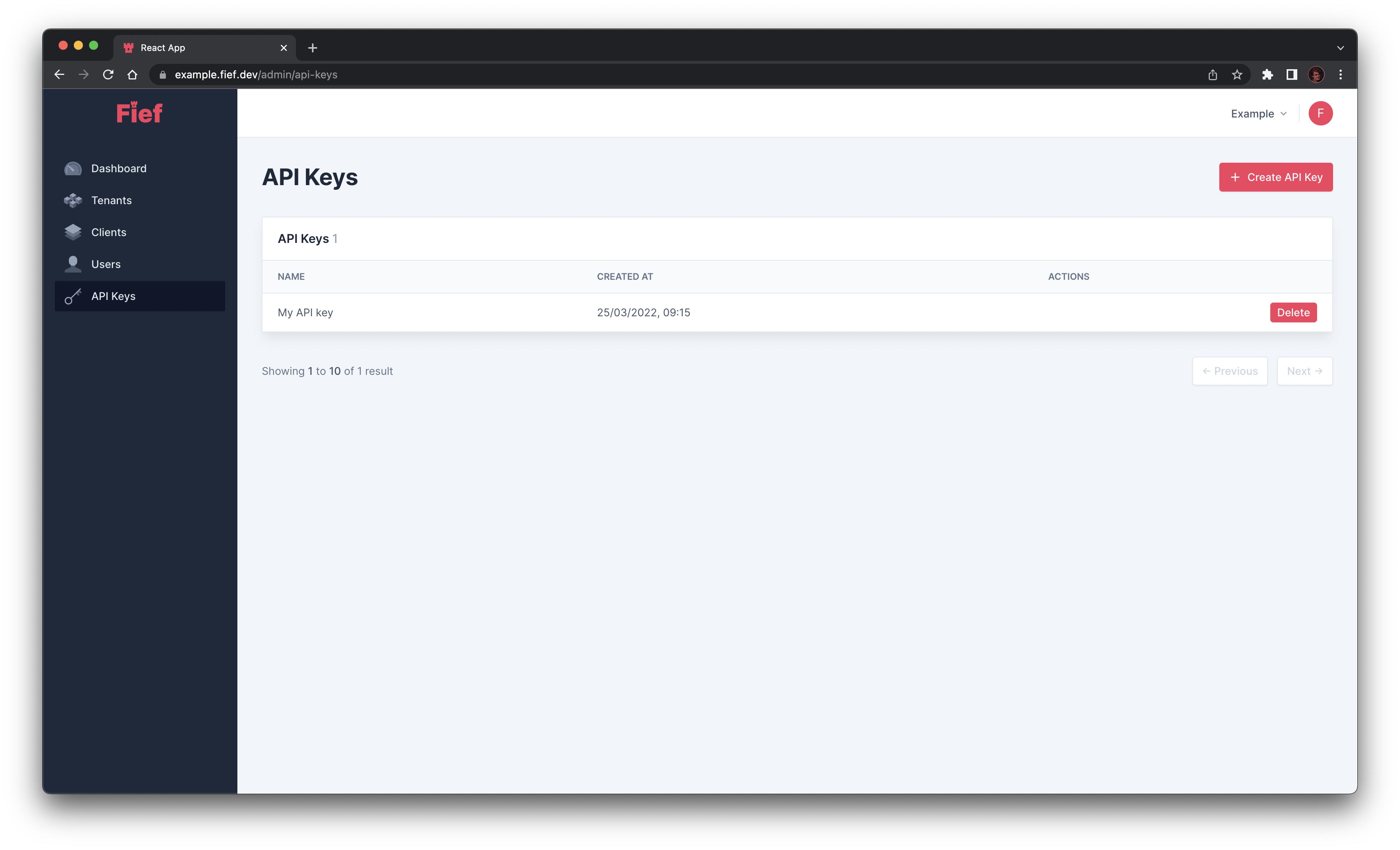 API Keys Fief